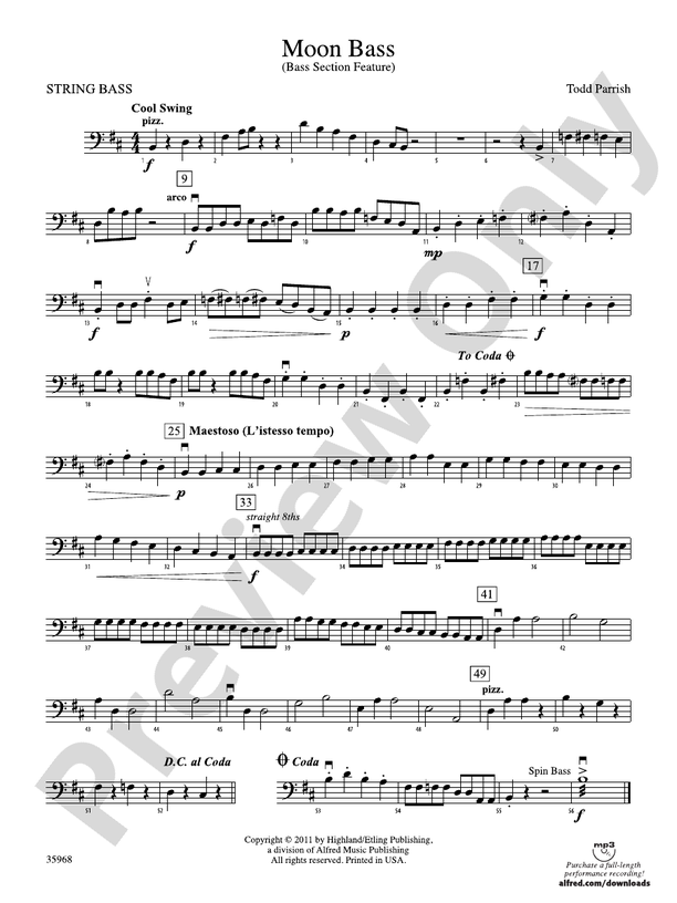 Moon Bass: String Bass: String Bass Part - Digital Sheet Music Download