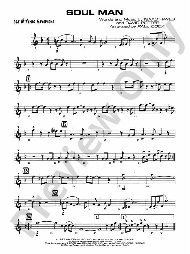 Soul Man: B-flat Tenor Saxophone: B-flat Tenor Saxophone Part - Digital ...