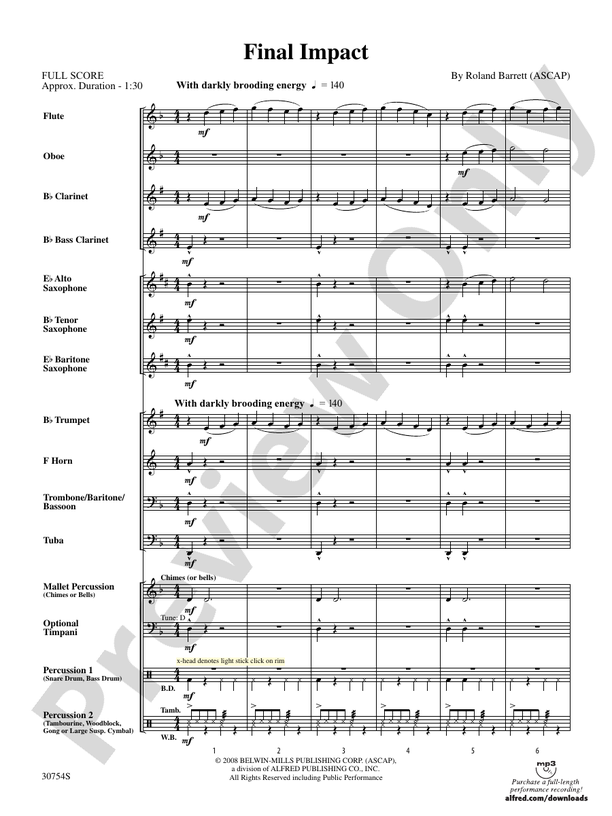 Final Impact: Concert Band Conductor Score & Parts: Roland Barrett ...