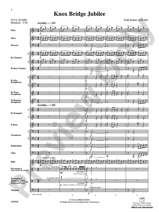 Knox Bridge Jubilee: Concert Band Conductor Score & Parts: Todd Stalter ...