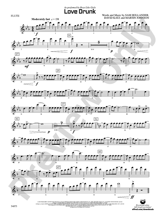 Love Drunk: Flute: Flute Part - Digital Sheet Music Download
