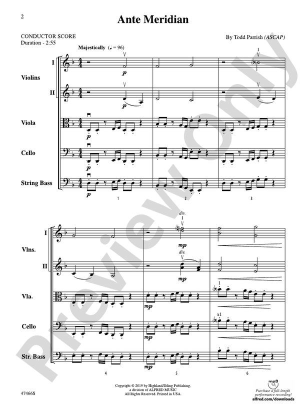 Ante Meridian: Score: String Orchestra Score - Digital Sheet Music Download