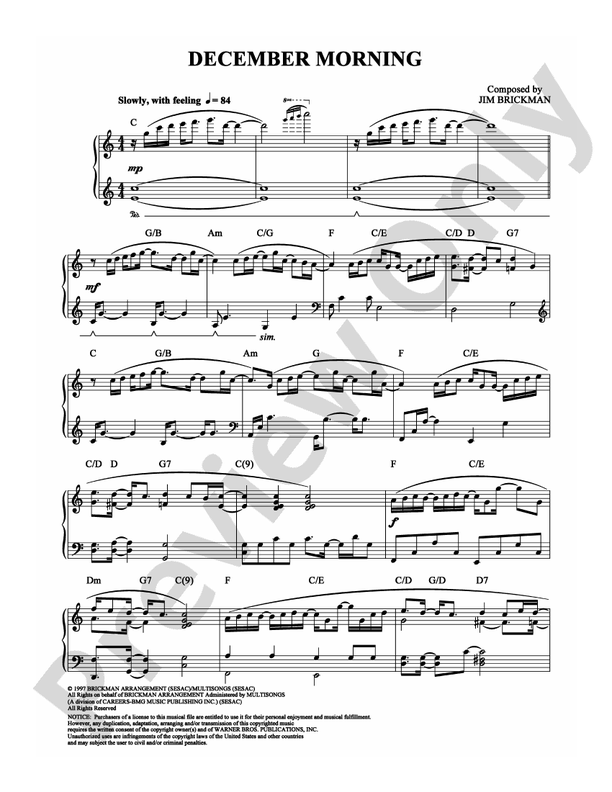 December Morning: Piano: Jim Brickman - Digital Sheet Music Download