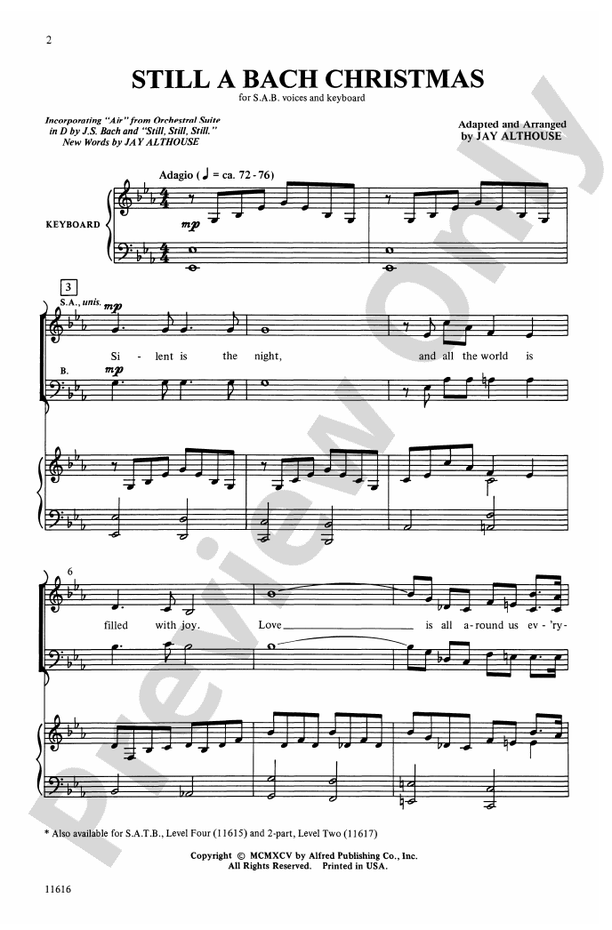 Still a Bach Christmas: SAB Choral Octavo: Johann Sebastian Bach ...