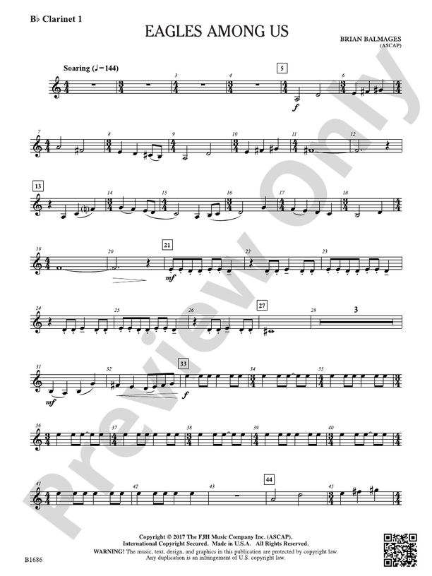 Eagles Among Us: B-flat Clarinet 1: B-flat Clarinet 1 Part: Brian ...