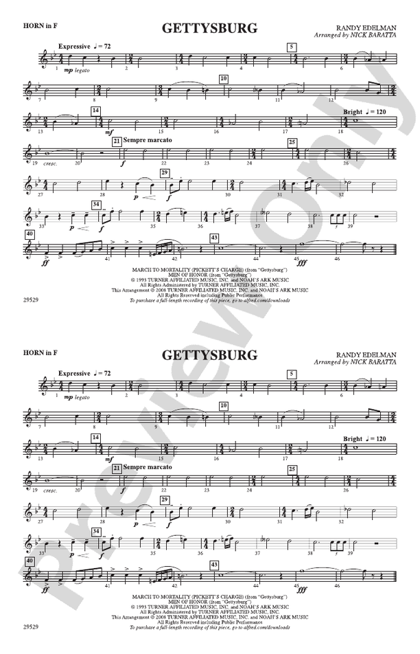 Gettysburg: 1st F Horn: 1st F Horn Part - Digital Sheet Music Download