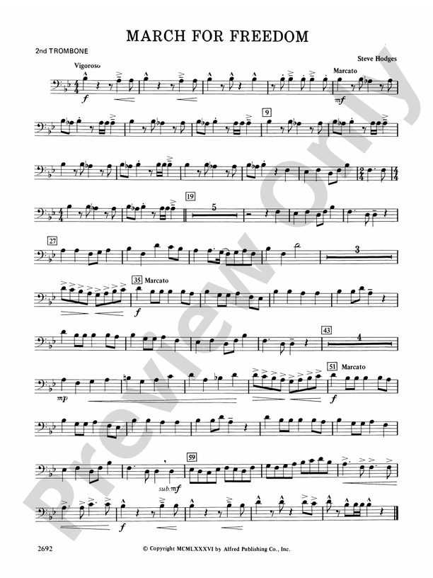 March for Freedom: 2nd Trombone: 2nd Trombone Part - Digital Sheet ...