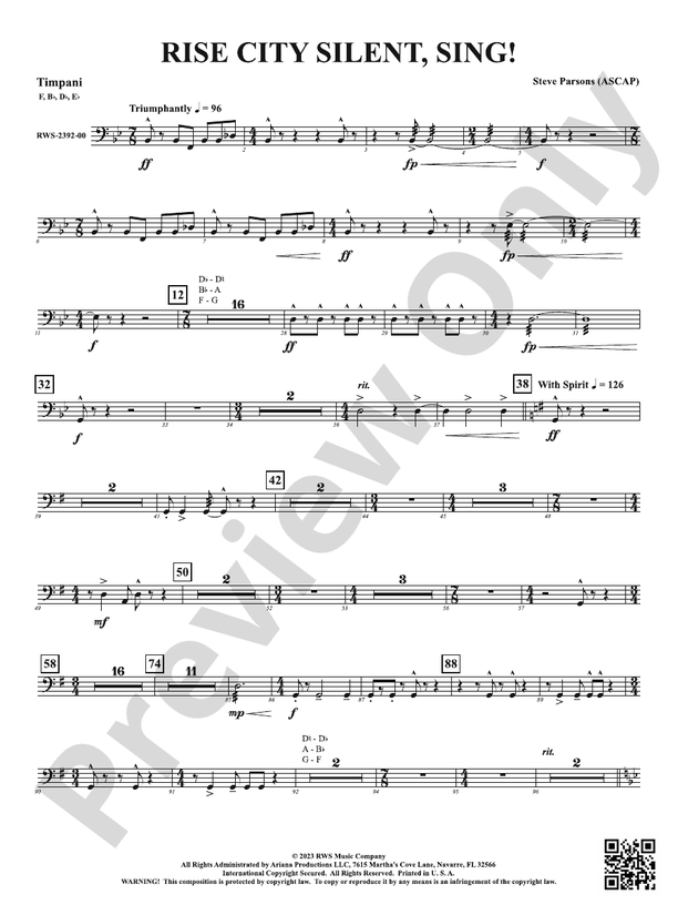 Rise City Silent, Sing!: Timpani: Timpani Part: Steve Parsons - Digital ...