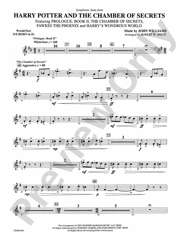 Harry Potter and the Chamber of Secrets, Symphonic Suite from: (wp) 3rd ...