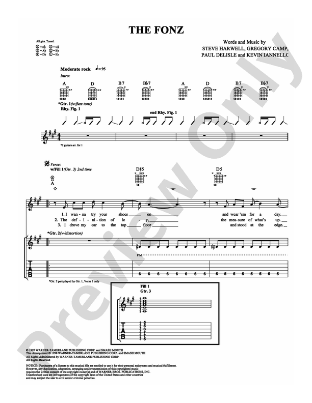 The Fonz: Guitar TAB: Smash Mouth - Digital Sheet Music Download