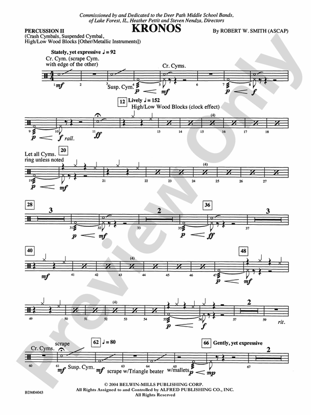 Kronos: 2nd Percussion: 2nd Percussion Part - Digital Sheet Music Download
