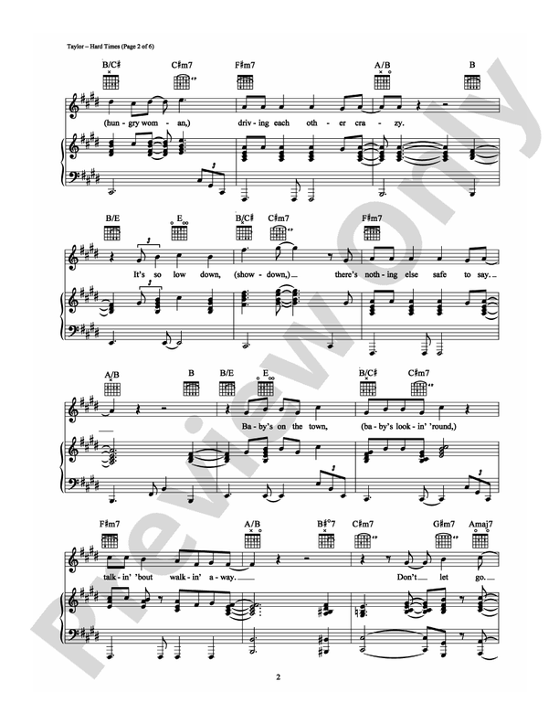Hard Times: Piano/Vocal/Chords: James Taylor - Digital Sheet Music Download