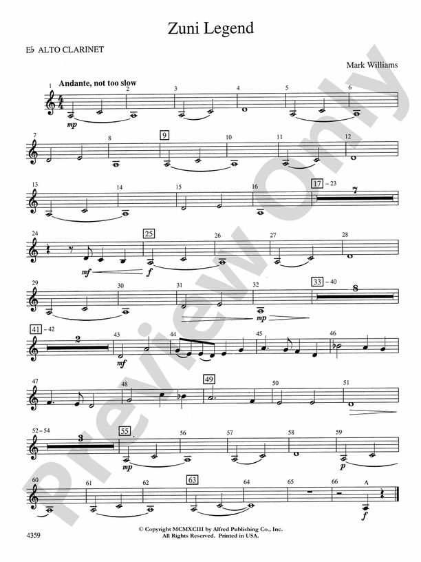 Zuni Legend: E-flat Alto Clarinet: E-flat Alto Clarinet Part - Digital ...