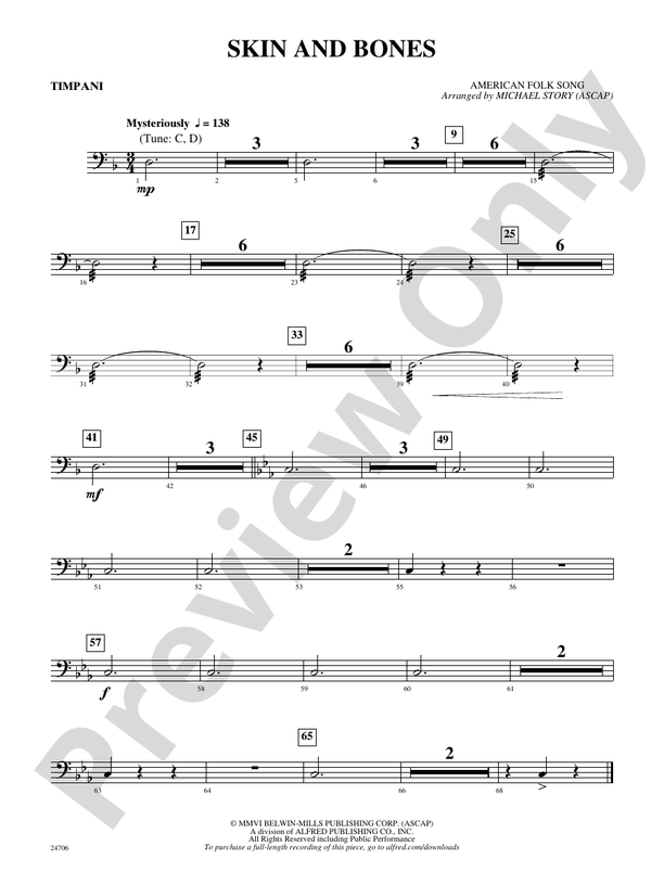 Skin and Bones: Timpani: Timpani Part - Digital Sheet Music Download