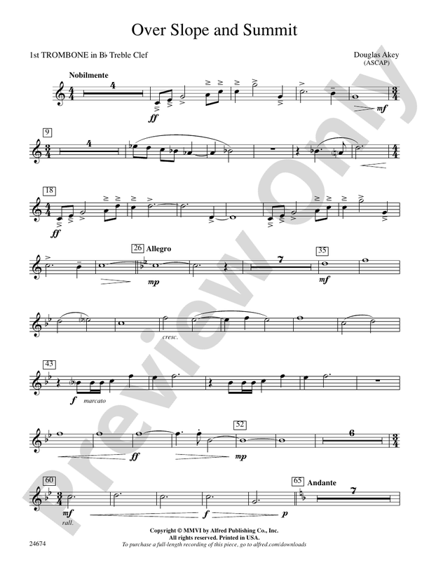 Over Slope and Summit: (wp) 1st B-flat Trombone T.C.: (wp) 1st B-flat ...