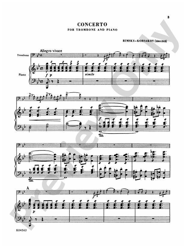 Rimsky-Korsakov: Concerto: Concerto Part - Digital Sheet Music Download