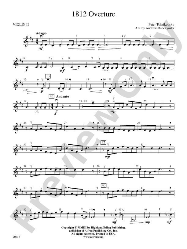 1812 Overture: 2nd Violin: 2nd Violin Part - Digital Sheet Music Download
