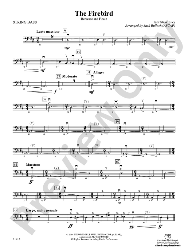 The Firebird: String Bass: String Bass Part - Digital Sheet Music Download