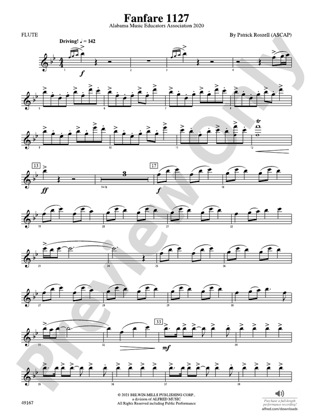Fanfare 1127: Flute: Flute Part - Digital Sheet Music Download