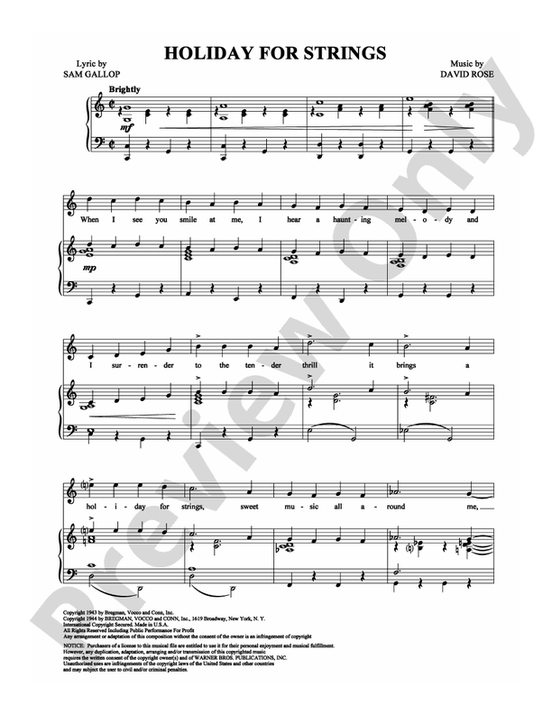 Holiday for Strings: Piano/Vocal/Chords: David Rose - Digital Sheet ...