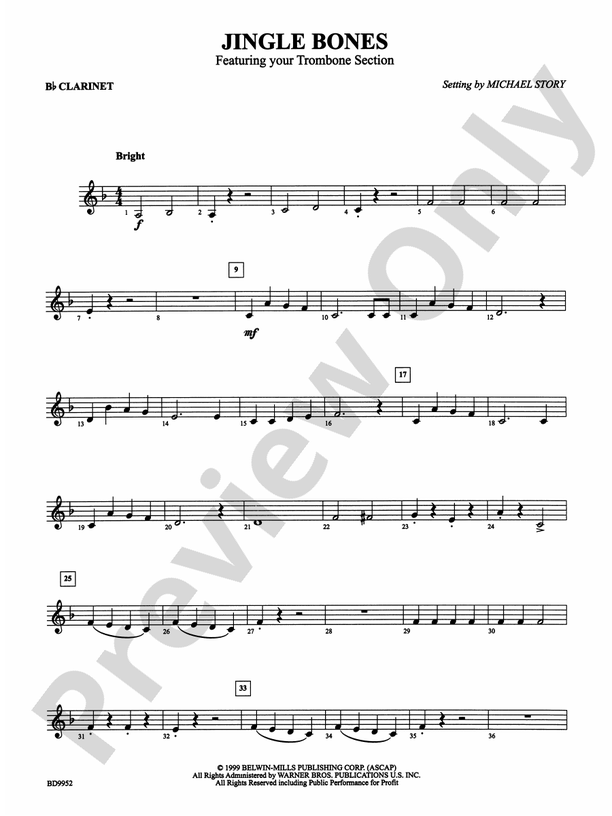 Jingle Bones: 1st B-flat Clarinet: 1st B-flat Clarinet Part - Digital Sheet Music Download