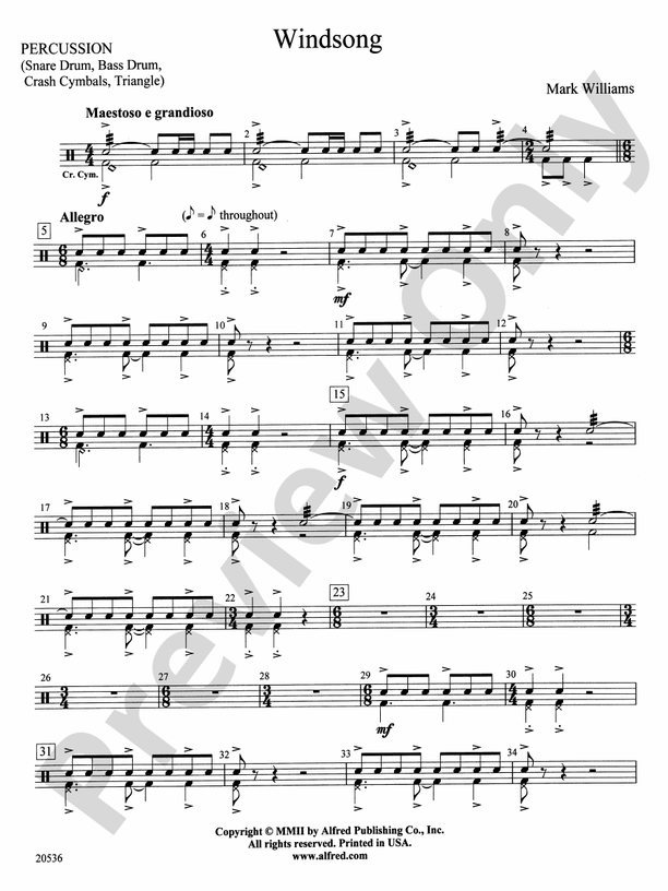 Windsong: 1st Percussion: 1st Percussion Part - Digital Sheet Music ...