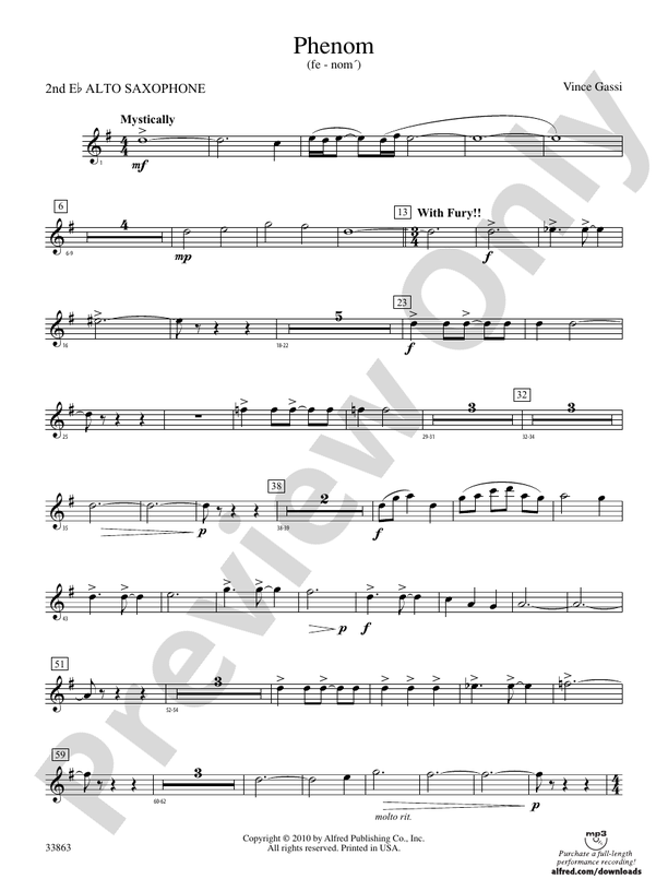 PHENOM/CB: 2nd E-flat Alto Saxophone: 2nd E-flat Alto Saxophone Part - Digital Sheet Music Download