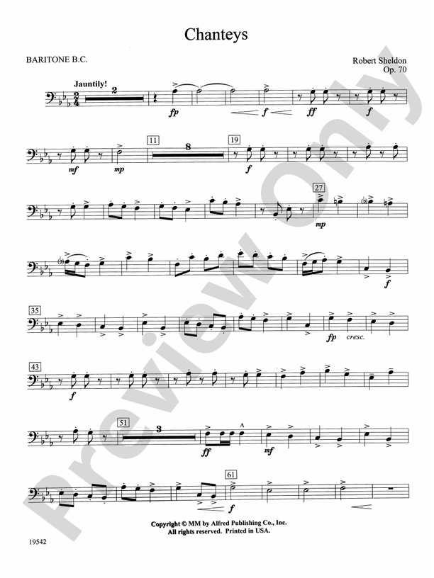 Chanteys: Baritone B.C.: Baritone B.C. Part - Digital Sheet Music Download