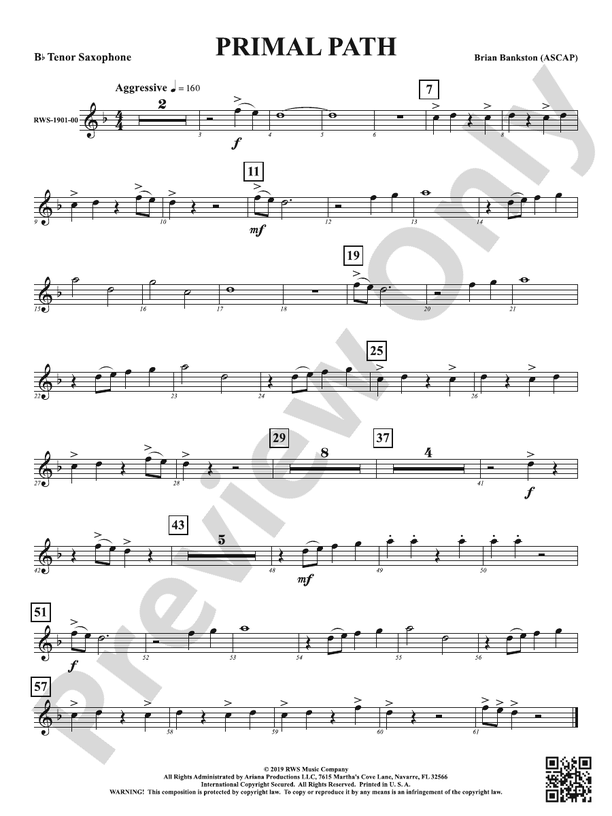 Primal Path: B-flat Tenor Saxophone: B-flat Tenor Saxophone Part: Brian Bankston - Digital Sheet ...