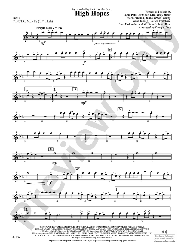 High Hopes: Part 1 - C Instruments (T.C. High): Part 1 - C Instruments ...