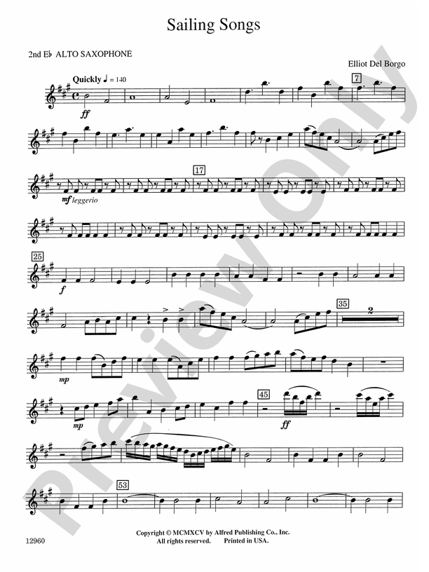 Sailing Songs: 2nd E-flat Alto Saxophone: 2nd E-flat Alto Saxophone ...