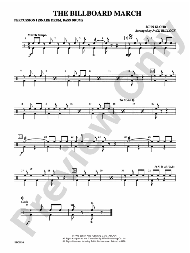 The Billboard March: 1st Percussion: 1st Percussion Part - Digital ...