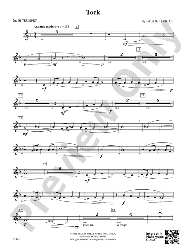 Tock: 2nd B-flat Trumpet: 2nd B-flat Trumpet Part - Digital Sheet Music ...