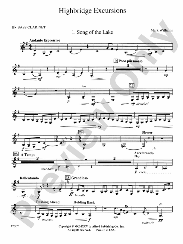 Highbridge Excursions: B-flat Bass Clarinet: B-flat Bass Clarinet Part ...