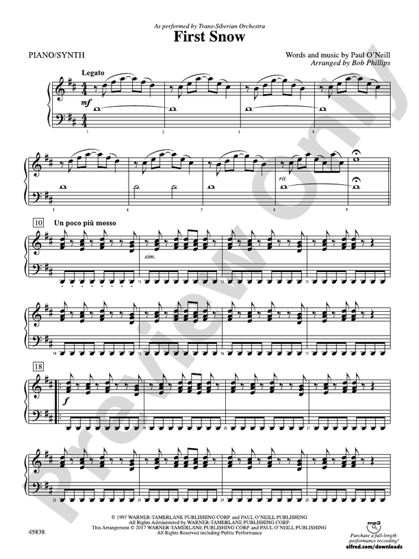 First Snow: Piano Accompaniment: Piano Accompaniment Part - Digital ...