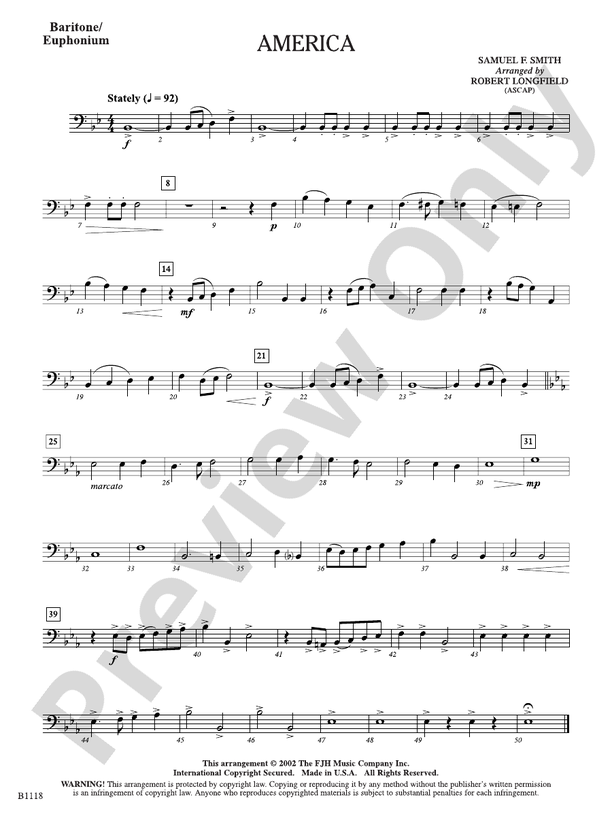 America: Baritone/Euphonium: Baritone/Euphonium Part: Samuel F. Smith ...