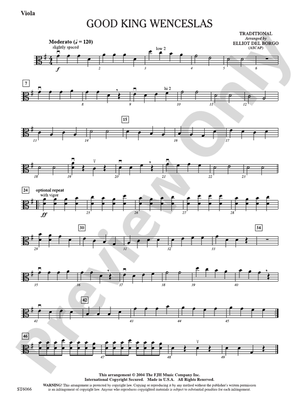 Good King Wenceslas: Viola: Viola Part - Digital Sheet Music Download