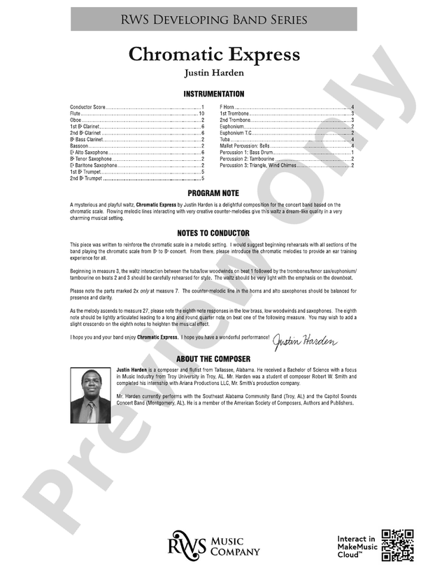 Chromatic Express: Concert Band Conductor Score & Parts: Justin Harden - Digital Sheet Music ...
