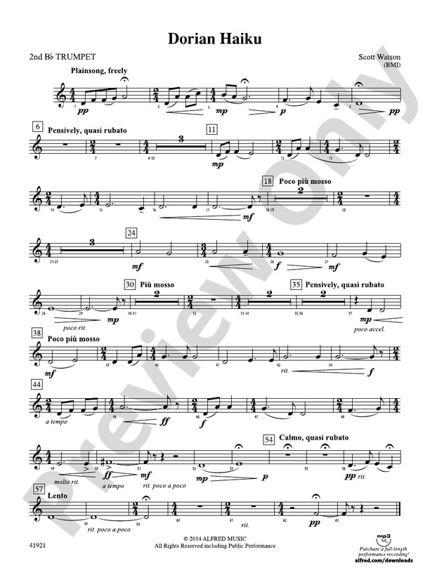Dorian Haiku: 2nd B-flat Trumpet: 2nd B-flat Trumpet Part - Digital ...
