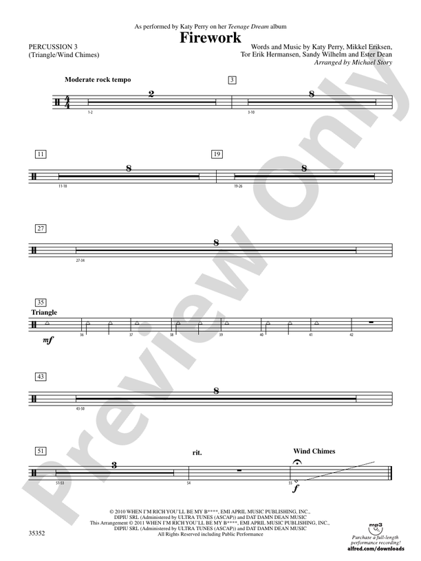Firework: 3rd Percussion: 3rd Percussion Part - Digital Sheet Music Download