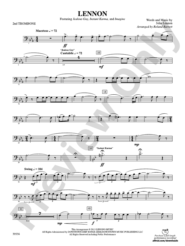 Lennon: 2nd Trombone: 2nd Trombone Part - Digital Sheet Music Download