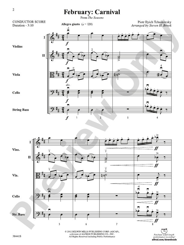 February: Carnival (from The Seasons): String Orchestra Conductor Score ...
