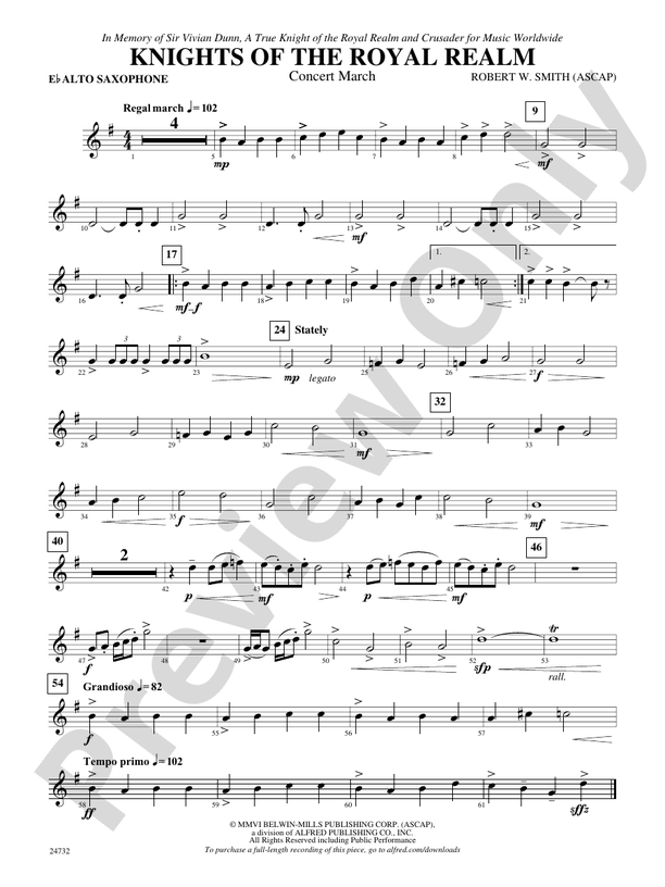 Knights of the Royal Realm (Concert March): E-flat Alto Saxophone: E ...