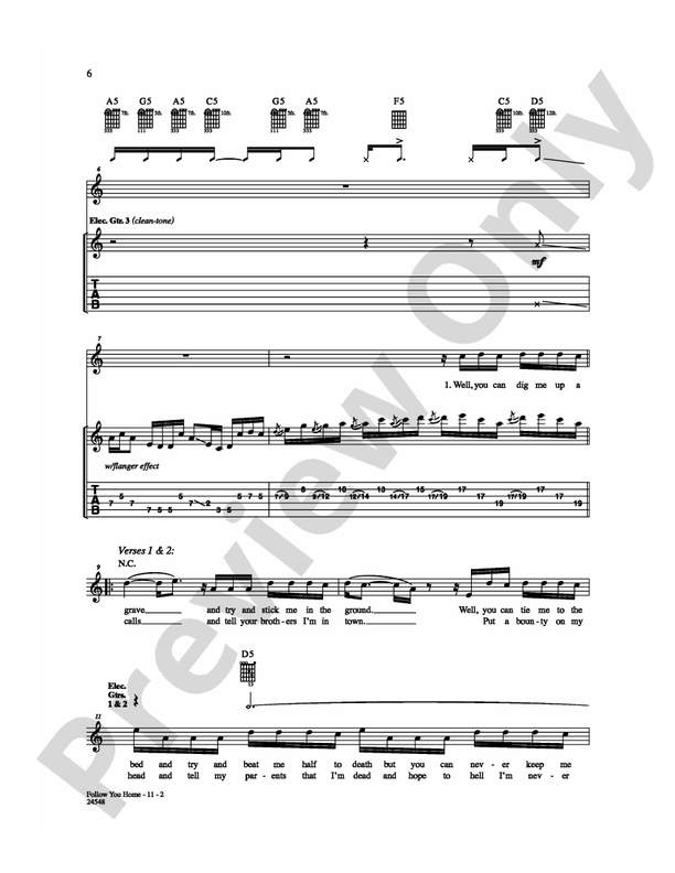 Follow You Home: Guitar TAB: Nickelback - Digital Sheet Music Download