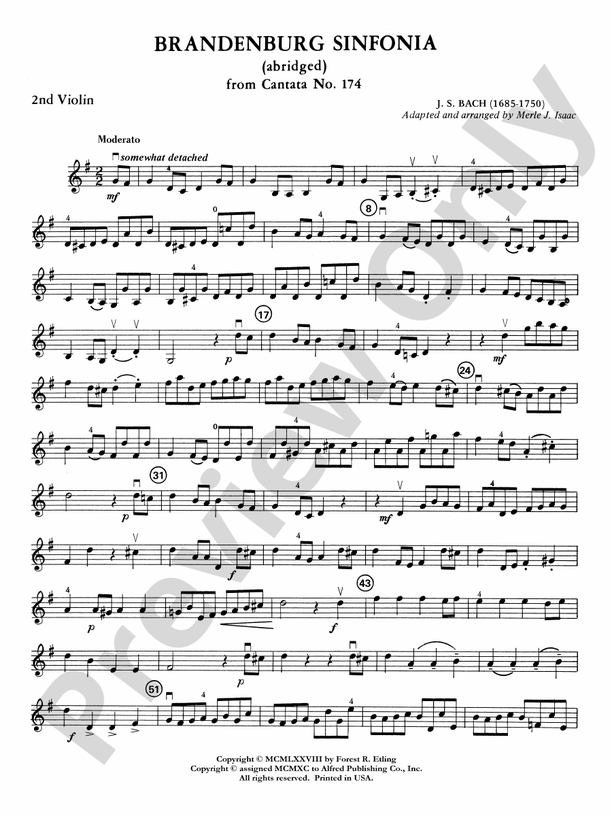 Brandenburg Sinfonia: 2nd Violin: 2nd Violin Part - Digital Sheet Music Download