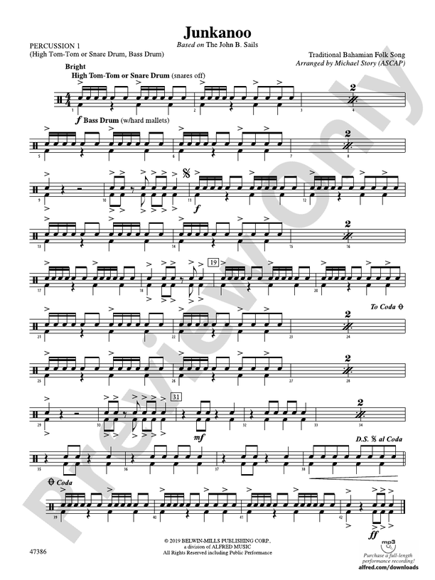 Junkanoo: 1st Percussion: 1st Percussion Part - Digital Sheet Music ...
