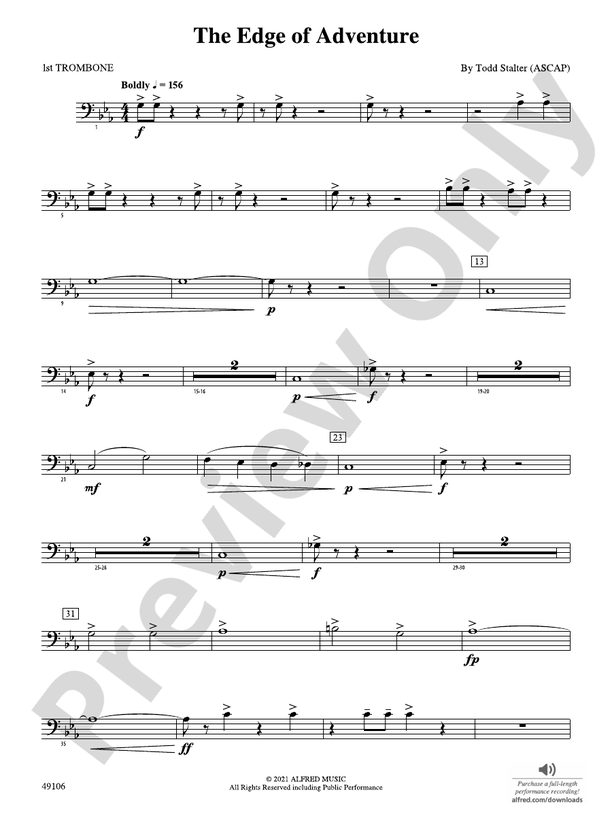 The Edge of Adventure: 1st Trombone: 1st Trombone Part - Digital Sheet ...