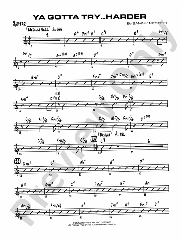 Ya Gotta Try ... Harder: Guitar: Guitar Part - Digital Sheet Music Download