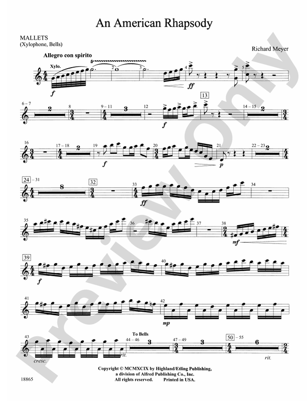 An American Rhapsody: Mallets: Mallets Part - Digital Sheet Music Download