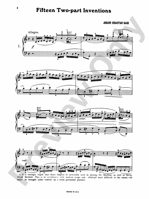 Bach: Two-Part Inventions (Ed. Mason): 1. Two-Part Invention Part ...